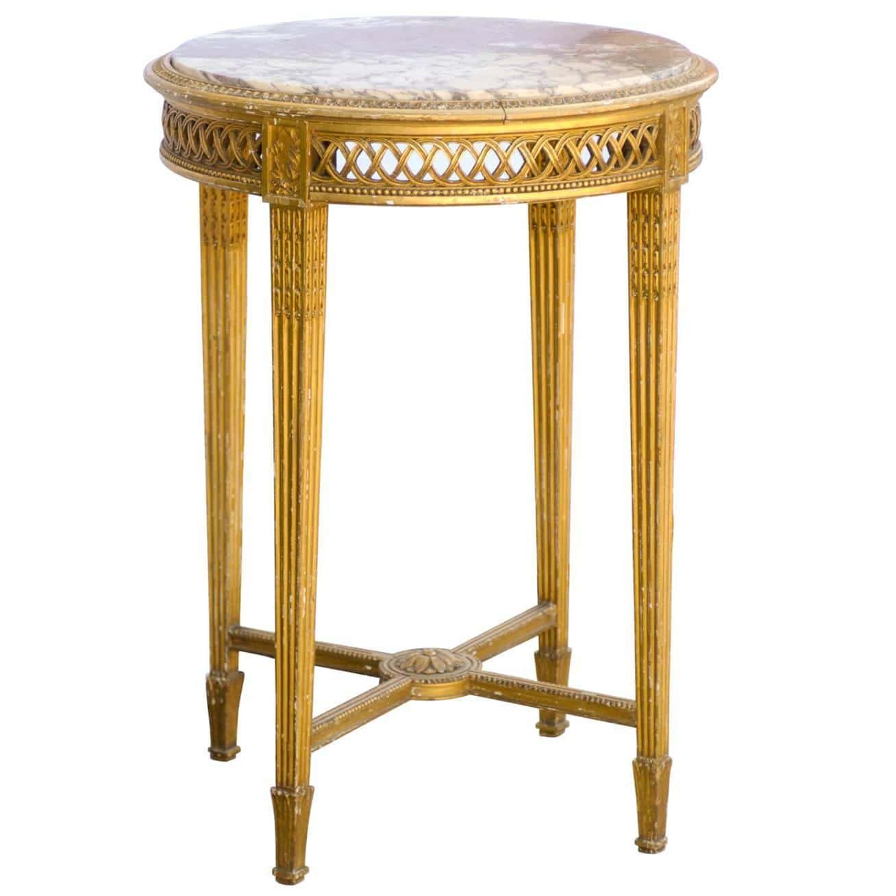 French Napoleon III 1870s Walnut Table with Marble Top and Bronze ...