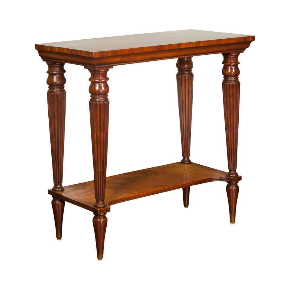 American 1900s Rustic Pine Log Table with Straight Legs and Side ...