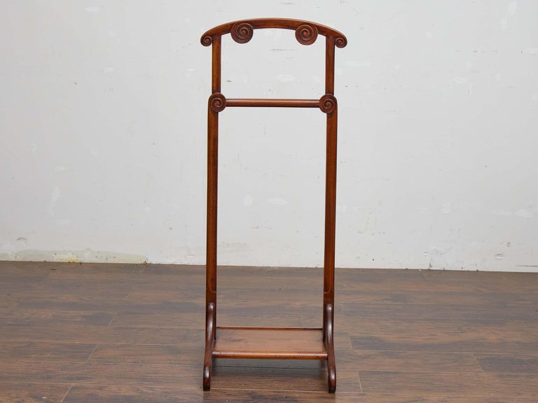 French Gentleman’s Wooden Valet Stand with Scroll Accents, Early 20th ...
