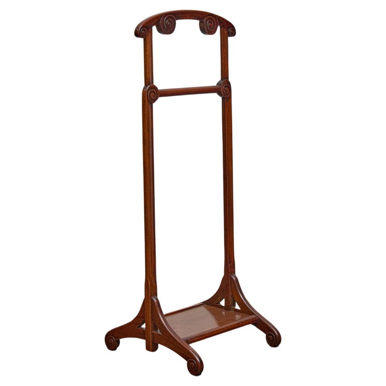 French Gentleman’s Wooden Valet Stand with Scroll Accents, Early 20th ...